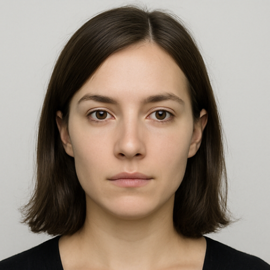 Standard passport photo format with perfect neutral background